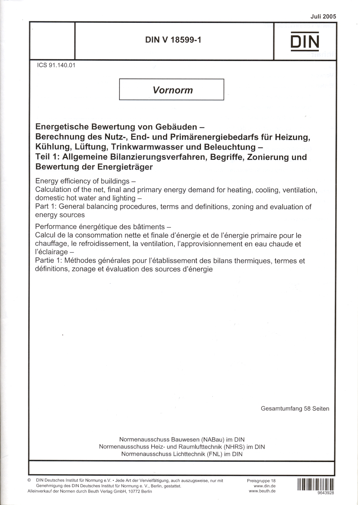 Beuth-Verlag: DIN V 18599 Energetische Bewertung von Gebäuden